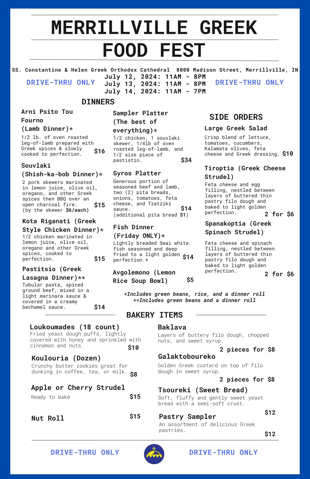 Menu | Saints Constantine & Helen Greek Orthodox Cathedral